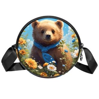 Generic Sac &agrave; bandouli&egrave;re rond pour femme, petit sac &agrave; bandouli&egrave;re avec fermeture &eacute;clair et bretelles r&eacute;glables style d&eacute;contract&eacute; pour femmes et filles