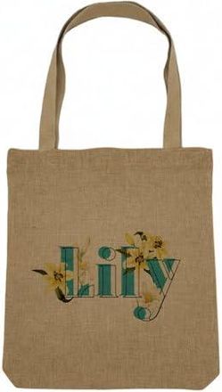 Fabulous Sac Shopping Tote Bag Aspect Lin - Lily Flowers Minimalist Chic Garden Love - Sac de Courses Toile Epaisse 360g Beige Naturel Cabas Port&eacute; Epaule Solid