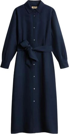 Woolrich Femme, Robes, Bleu, Taille: 38 FR Robe Chemisier en Lin et Lyocell