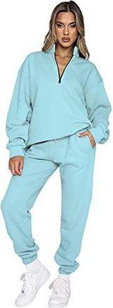 Generic Ensemble de salon pour femme - 2 tenues - Ensemble de costumes &agrave; manches longues et pantalon taille haute pour le travail - Surv&ecirc;tement de sport pour 