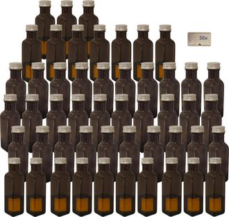 mikken Art 50 kleine Ölflaschen 100ml grün-braune Glasflaschen zum befüllen, inkl. 50 Etiketten (50)