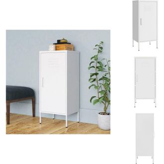 vidaXL Lagerschrank Wei&szlig; 42,5x35x101,5 cm Stahl - Schreibtischregal - Metall Regal - Stauraum - Wohnzimmer Deko - Garderobe
