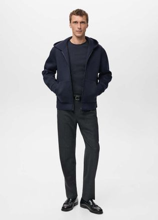Mango Sweat &agrave; zip effet n&eacute;opr&egrave;ne bleu marine - Homme - XS - MANGO MAN