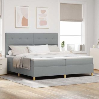 vidaXL Vidaxl - Letto A Molle Con Materasso Grigio Chiaro 200 X 200 Cm Tessuto
