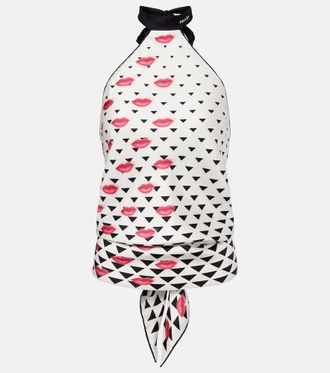 Prada Bedrucktes Top aus Seiden-Twill