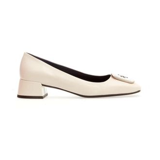 Tory Burch Wei&szlig;e Leder Square Toe Pumps - - Shoes - Damen - Wei&szlig; - 37 EU