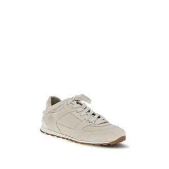 Brunello Cucinelli Womens Beige Calf Leather Bos Taurus Low Top Sneakers