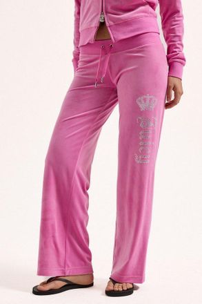 Juicy Couture Sweathose GOTHIC CROWN OG STRAIGHT LOW RISE PANTS. Damen Trainingshose Damen, Sweathose, Velour, Jogginghose mit Glitzer, Sale