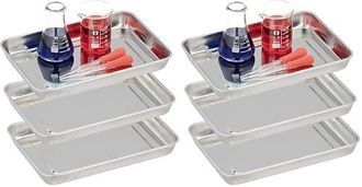 Relaxdays Instrumententablett, 3er Set, H x B x T: 2,5 x 21,5 x 15cm, Edelstahl Laborschale, sp&uuml;lmaschinenfest, Silber (Packung mit 2)