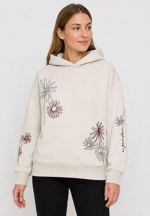 Eight2Nine Hoodie Florales Design Stickerei Praktische f&uuml;r Damen (1-tlg) Blumenstickerei, Kapuze ohne Kordelzug, Gerippter Saumbund