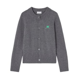 Ganni Wool Mix Cardigan - - Knitwear - Damen - Grau - M