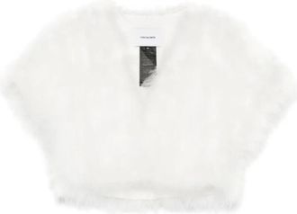 Yves Salomon Femme, Vestes, Blanc, Taille: 38 FR Vestes en Shearling Blanches &agrave; Agrafe et Coupe Courte