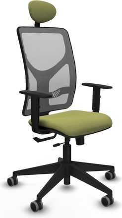 Piqueras y Crespo Idealer Arbeitsstuhl mit 1D-Armen, h&ouml;henverstellbarer Lendenwirbelst&uuml;tze und festem Kopfteil, ausgestattet mit Syncro/Traslack und Schneideschaum, Gra