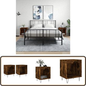 vidaXL Nachttische 2 Stk. R&auml;uchereiche 40x35x50 cm Holzwerkstoff - Nachttisch - Beistelltisch - Wohnzimmerm&ouml;bel - Holzm&ouml;bel - Holzwerkstoff