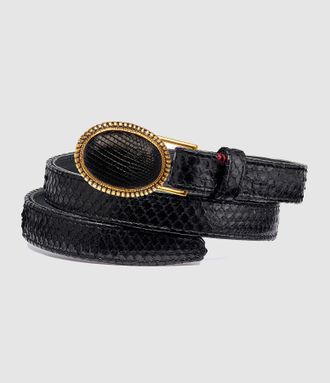 CLARIS VIROT Ceinture Baby Python Noir