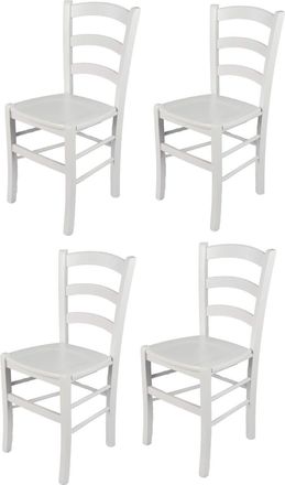 Tommychairs Tommychairs - 4er Set Stühle Venezia für Küche und Esszimmer, Robuste Struktur aus lackiertem Buchenholz im Farbton Weiss (deckend) und Sitzfläche aus