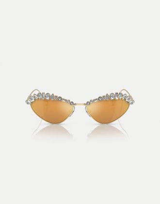 Swarovski Sk7009 - Lunettes de soleil irrégulières avec verres dorés effet miroir - Doré pâle