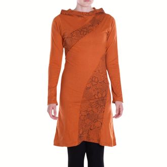 vishes Blumenkleid Langarm-Spitzenkleid mit Kapuze in Orange | Gr&ouml;&szlig;e M (38) | Handgefertigt aus 100% Baumwolle | Ideal f&uuml;r Jede Jahreszeit | Nachhaltige Alte