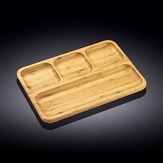 Wilmax England Wilmax WL-771222/A Unterteilter Servierteller aus Bambus, 33cm Länge, 23cm Breite