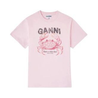 Ganni Basic Baumwoll-Jersey-T-Shirt - - Tops - Damen - Rosa - S
