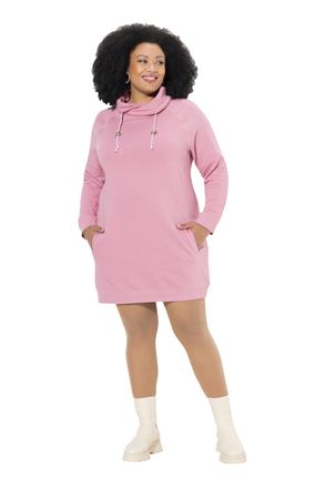 Ulla Popken Damen Sweatkleid, Stehkragen, Langarm, Taschen Kleid, Himbeere, 50-52 EU