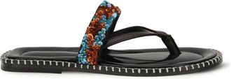 Dries Van Noten Paillettenbesetzte Leder-Flip-Flops - - Shoes - Damen - Blau - 38 EU