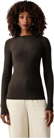 Patrizia Pepe Pull en maille c&ocirc;tel&eacute;e coupe ajust&eacute;e - Femme - Pulls - Brun - Taille: 38 FR
