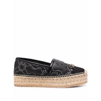 Ferragamo Femme, Chaussures, Noir, Taille: 39 EU Espadrilles avec logo Gancini brodé