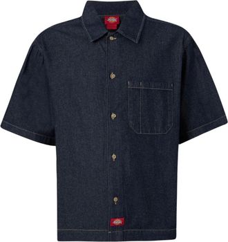 Dickies Homme, Chemises, Bleu, Taille: S Denim Shirt SS Rinsed