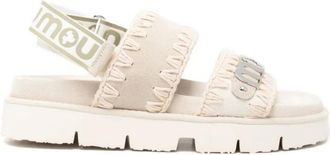 Mou Femme, Chaussures, Gris, Taille: 39 EU Logo-Lettering Suede Sandal