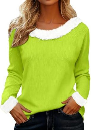 Generic Uwdiohq Chemise Blanche Femme Et Col en Peluche pour Couleur Unie, Ample D&eacute;contract&eacute;, Automne-Hiver (Mint Green, XL) Haut Blanc Chic Manche Longue T S