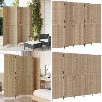 vidaXL Cloison de séparation 5 panneaux beige résine tressée - Cloison De Séparation - Séparateur Pièce - Paravent - Résine Tressée - Rotin - Home & Living