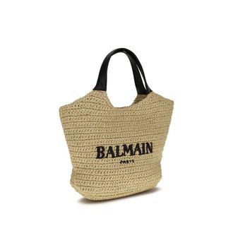 Balmain Womens Beige Viscose Shoulder Bag