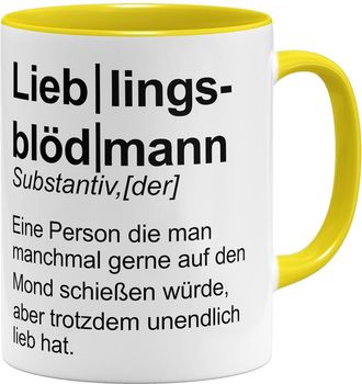 OM3 witzige Kaffee-Tasse mit Spruch - du bist mein Lieblings-Blödmann Definition - Geschenk für Männer - Freund II - Keramik Becher - 325ml - Beidseitig B