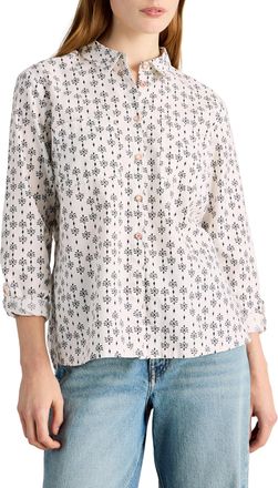 White Stuff Sophie Bio-Baumwollhemd - Normale Passform, Baumwollgewebe mit Knopfverschluss - Weißer Druck - Größe 40