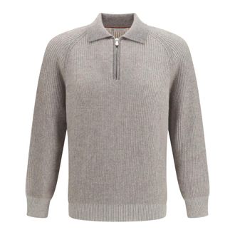 Brunello Cucinelli Milano-Strick-Pullover mit Rei&szlig;verschluss - - Knitwear - Herren - Grau - M