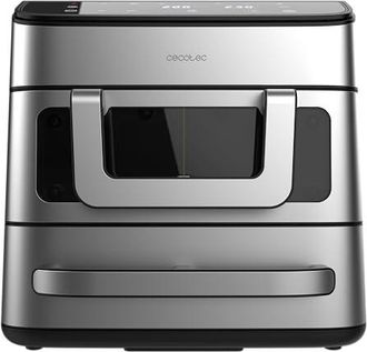 Cecotec Hei&szlig;luftfritteuse und Ofen 18L Cecofry FoodCourt 18000 4Pizza+. 2700W, Pizzaofen 12 inklusive Stein, 9L Hei&szlig;luftfritteuse, Trennwand, Farbbildschirm, 