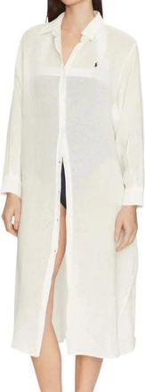 Polo Ralph Lauren Femme, Robes, Blanc, Taille: 40 FR Maxi Boyfriend Shirt