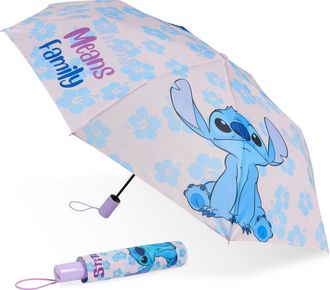 Disney Regenschirm Kinder, Leichter Taschenschirm Faltbar Automatik - Stitch Sachen (Lila Stitch)