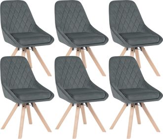 Woltu Esszimmerstühle drehbar 6er Set, für Esszimmer Wohnzimmer Küche, Küchenstühle mit Samtbezug, Buchenholz Beinen, bis 150 kg belastbar, Dunkelgrau
