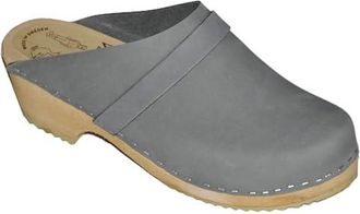 Generic Sabots suedois Vernis Cuir et Bois Semelle PU Scandibay (Gris, Syst&egrave;me Taille Chaussures EU, Adulte, Num&eacute;rique, Moyen, 36)