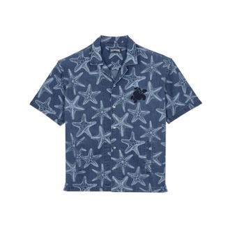 Vilebrequin Homme, Chemises, Bleu, Taille: M Chemise en denim Imprim&eacute; &Eacute;toile de mer Light