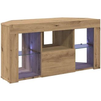 vidaXL Meuble TV LED dAngle Ch&ecirc;ne artisanal 100 x 40 x 50 cm vidaXL