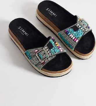 Simmi London SIMMI London - Mandy - Sandales &agrave; perles avec boucle - Noir