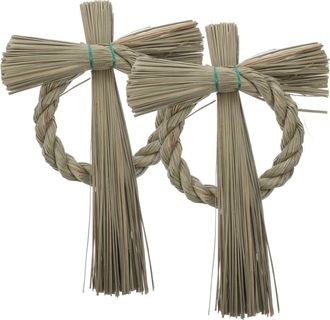 Holibanna 2er Satz Japanischer Strohkranz DIY-türgirlande Stroh-weihnachtskranz-Ornamente Für Haustür-wandfenster-Dekoration