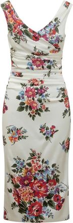 Dolce & Gabbana Femme, Robes, Blanc, Taille: 38 FR Robe en satin &agrave; imprim&eacute; bouquet de fleurs
