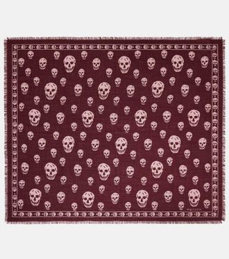 Alexander McQueen Foulard Skull en soie &agrave; franges