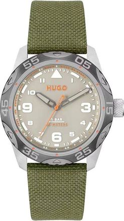 HUGO BOSS Homme, Accessoires, Vert, Taille: ONE Size Montre en Tissu Vert Quartz Analogique