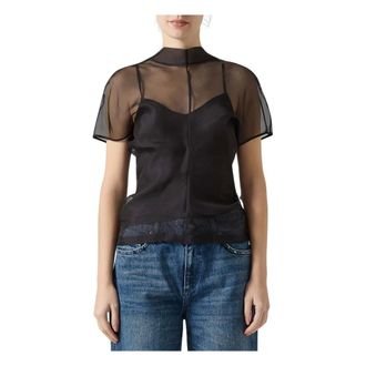 Federica Tosi Femme, Blouses et Chemises, Noir, Taille: 38 FR Blouse en organza