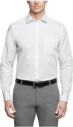 Van Heusen Chemise habillée en Popeline Unie à col étendu pour Homme Coupe régulière, Blanc, 16 Neck / 32-33 Sleeve